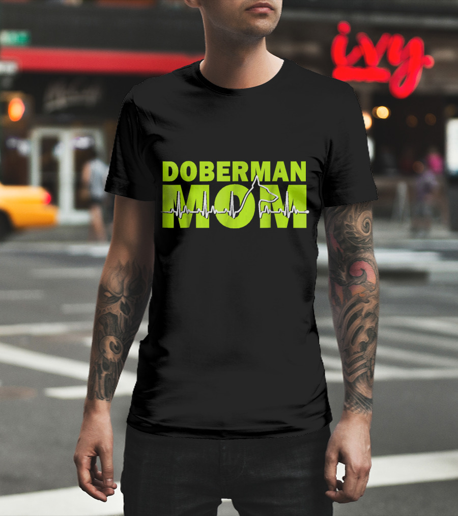 DOBERMAN MOM Heartbeat Dog T-Shirt