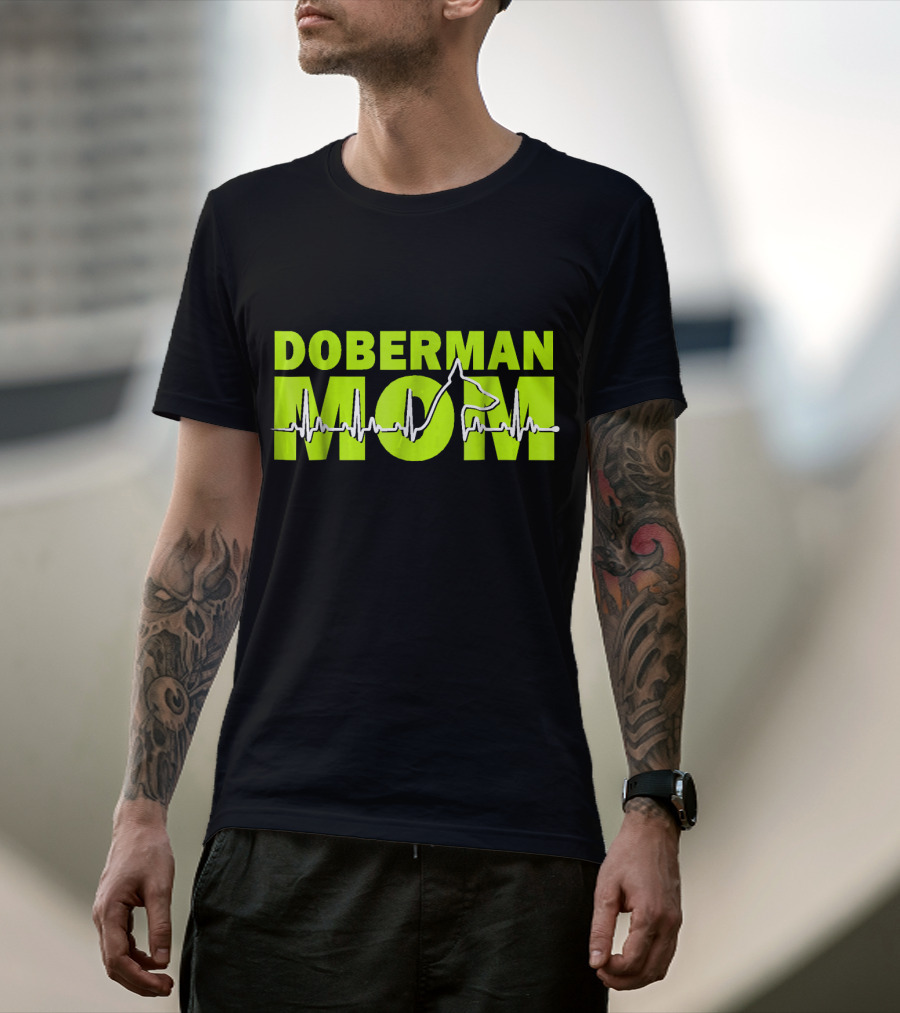 DOBERMAN MOM Heartbeat Dog T-Shirt
