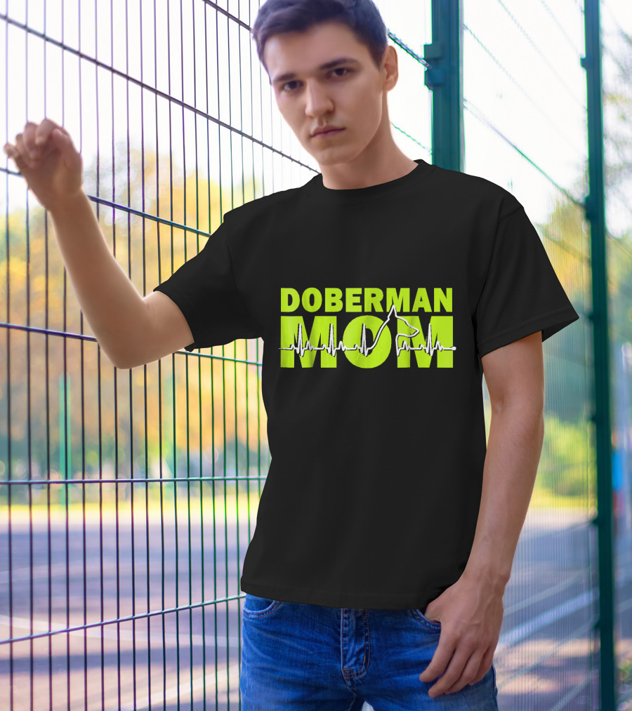 DOBERMAN MOM Heartbeat Dog T-Shirt