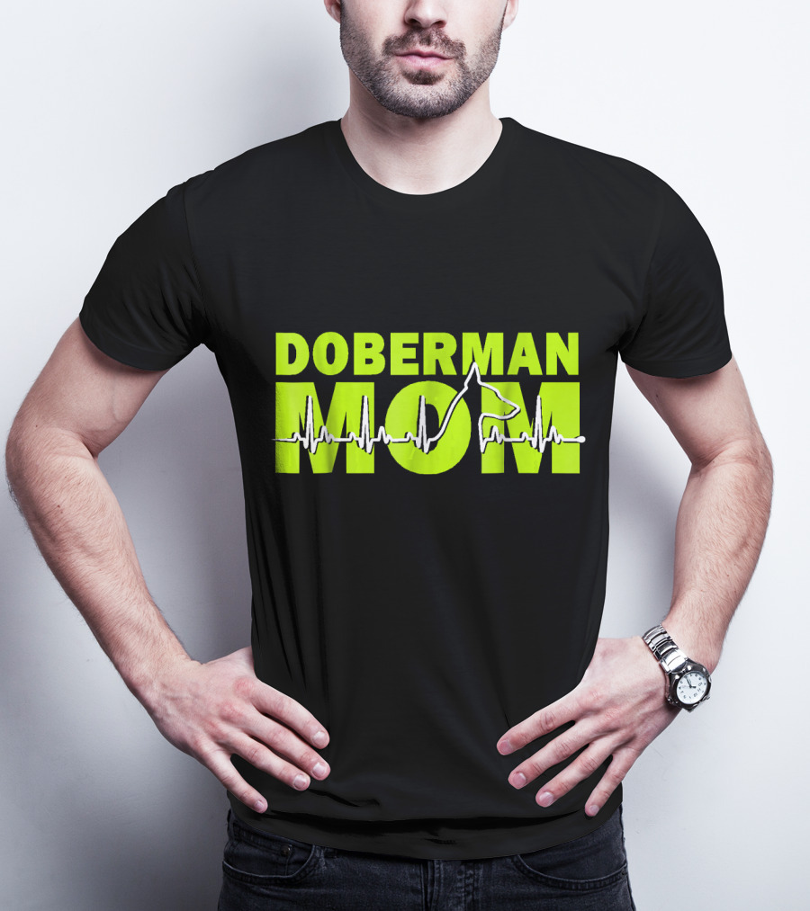 DOBERMAN MOM Heartbeat Dog T-Shirt