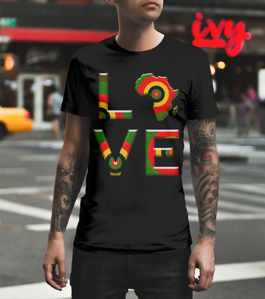Africa Love African Ameri Colors Map T-Shirt