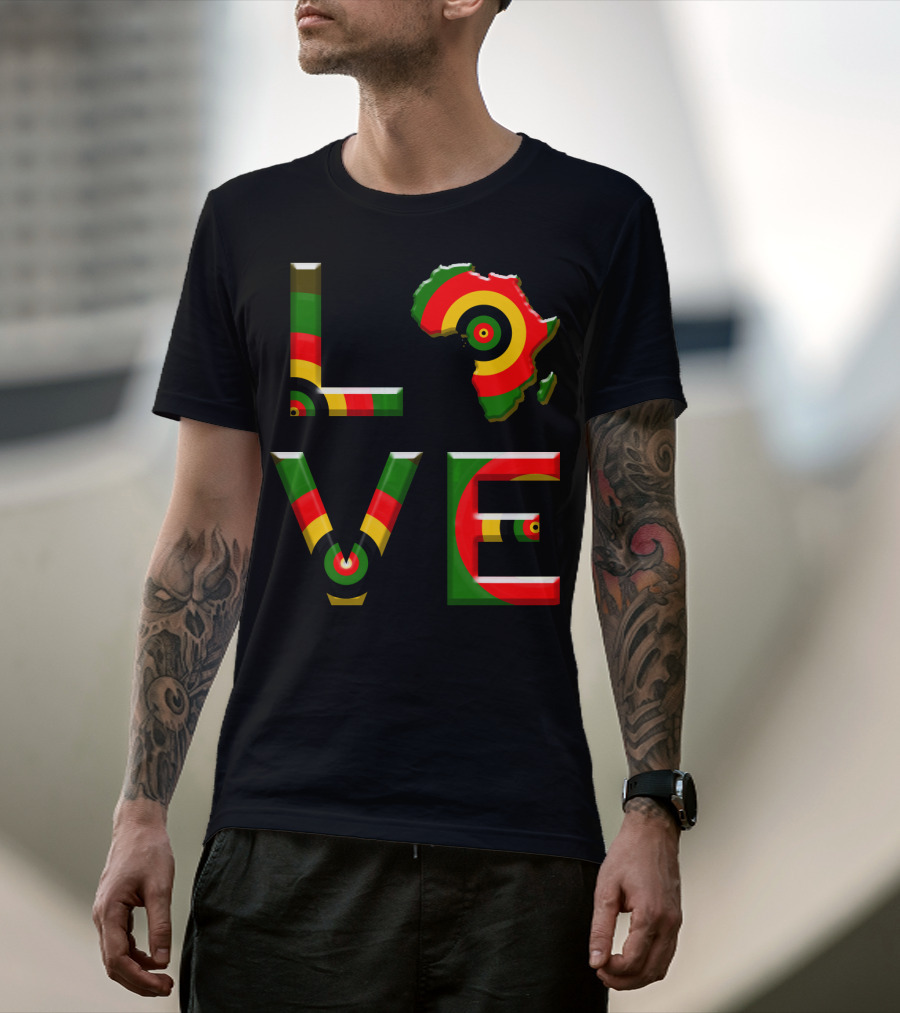 Africa Love African Ameri Colors Map T-Shirt