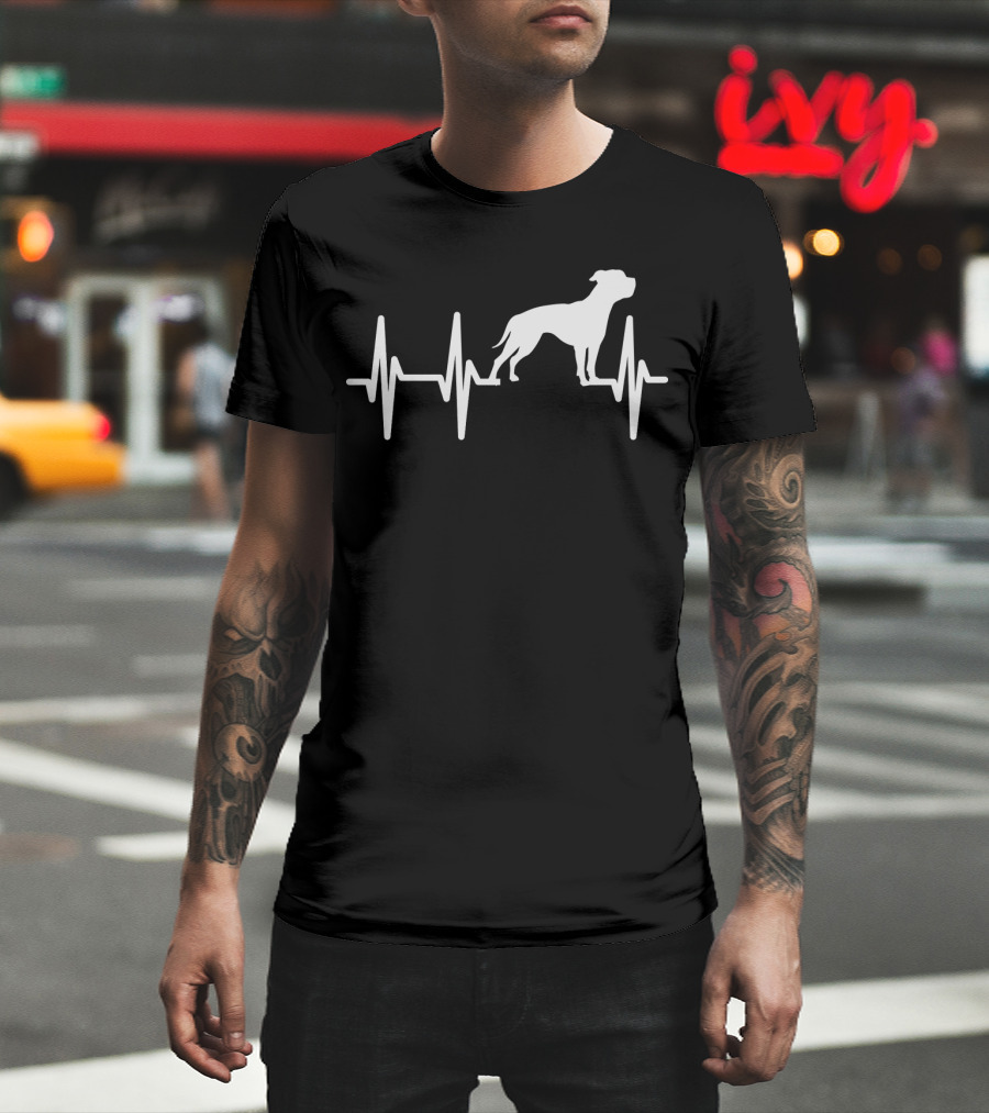 American Bulldog Heartbeat Line Dog T-Shirt