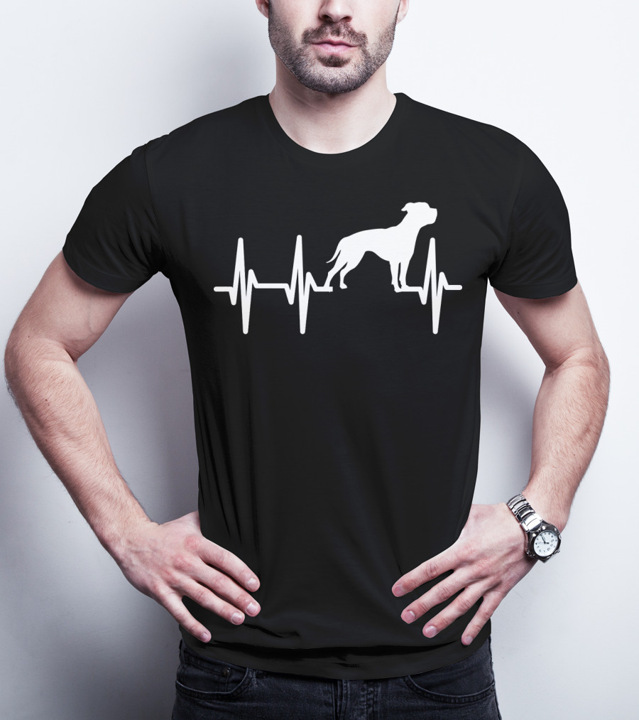 American Bulldog Heartbeat Line Dog T-Shirt
