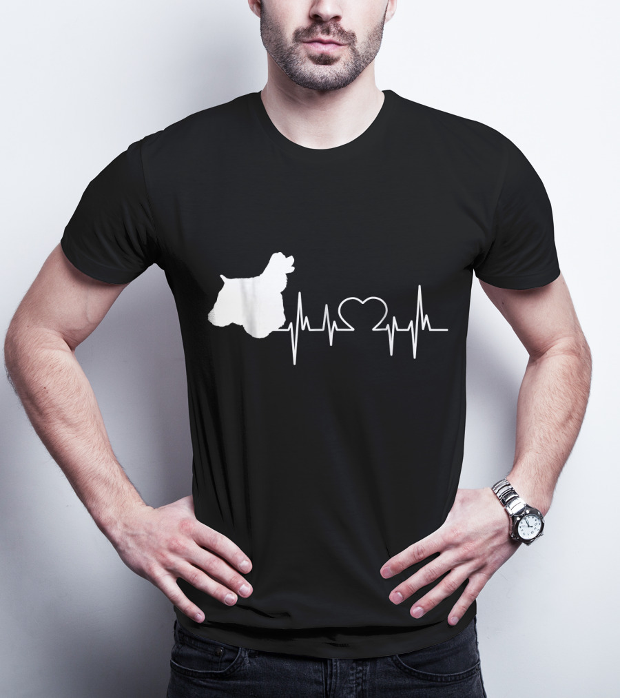 American Cocker Spaniel Dad Heartbeat Love T-Shirt
