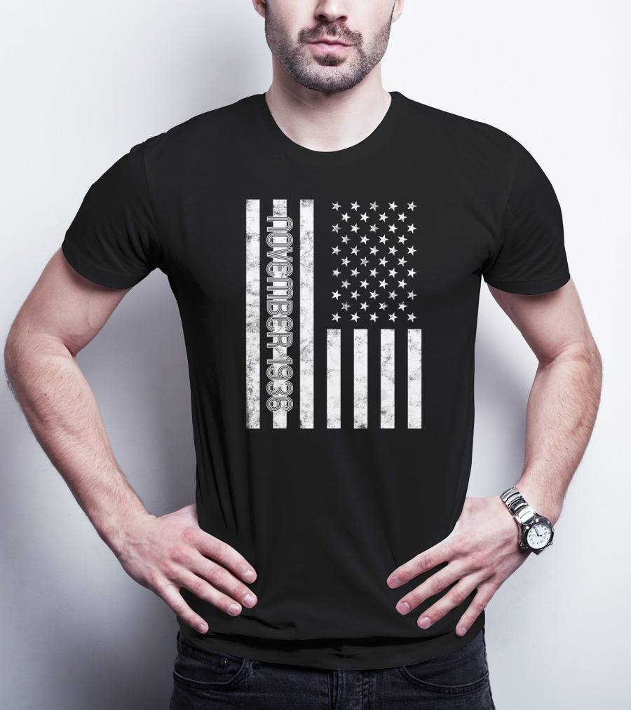 November 1936 American Flag Birthday T-Shirt