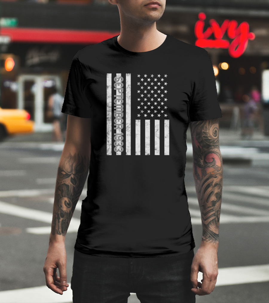 September 1933 American Flag Birthday T-Shirt
