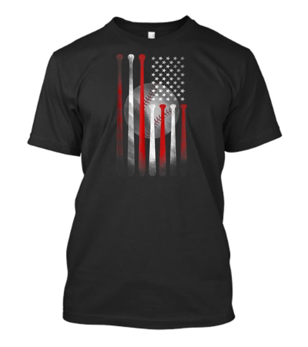 Vintage American Baseball Flag With Bat And Ball Elements T-Shirt