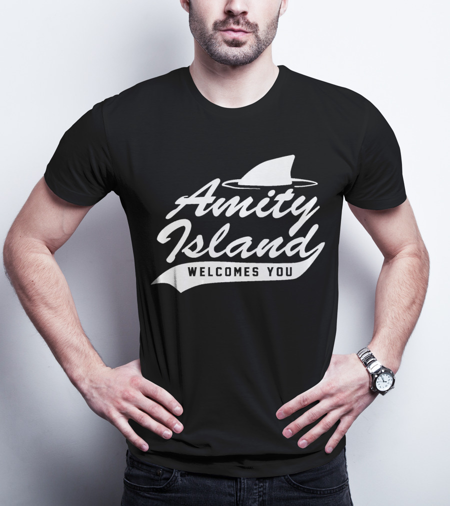 Amity Island Welcomes You Jaws Shark Fin T-Shirt