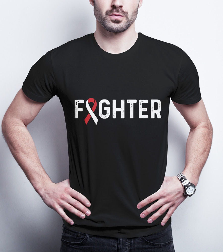 Fighter Aplastic Anemia Awareness Red And White T-Shirt