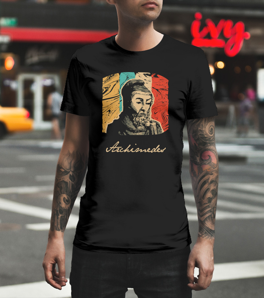 Archimedes Portrait With Colorful Abstract Background T-Shirt