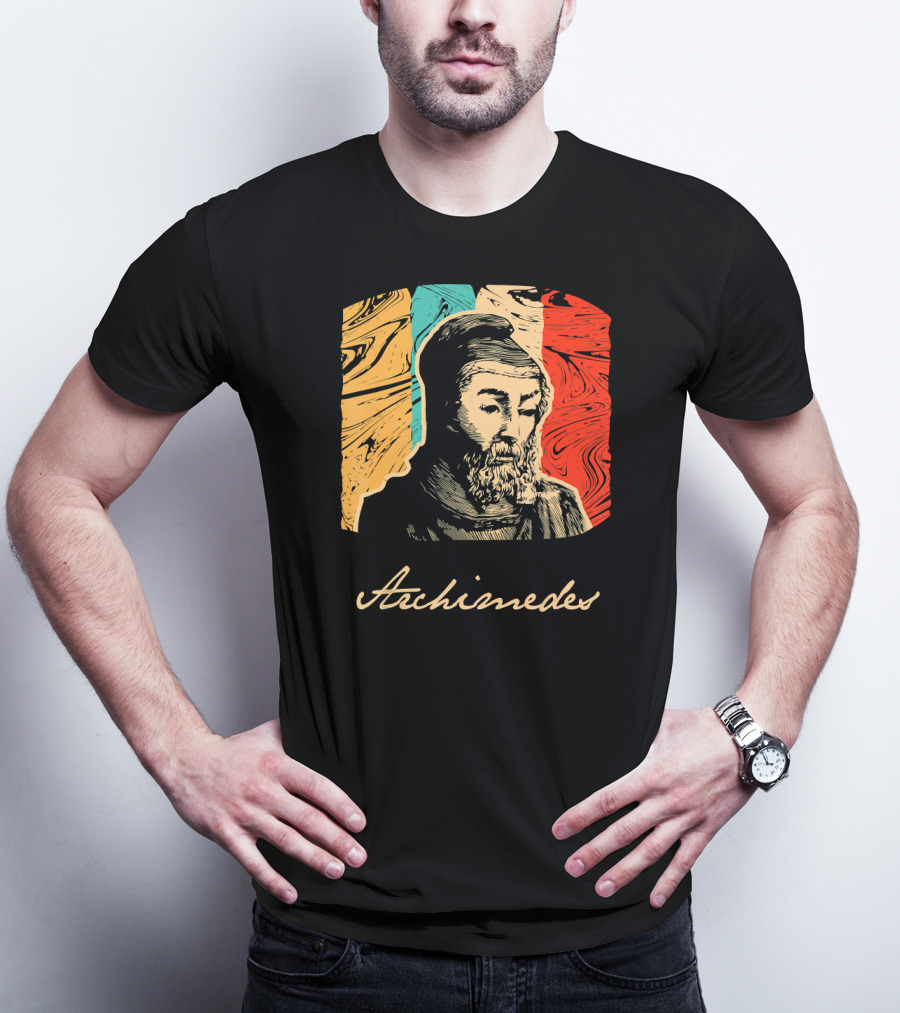 Archimedes Portrait With Colorful Abstract Background T-Shirt