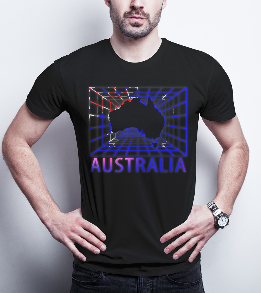Australia Map Retro Grid T-Shirt
