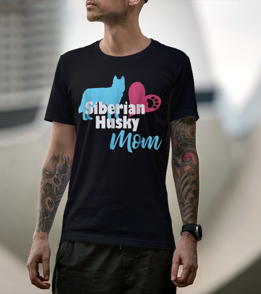 Siberian Husky Mom Love Paw Prints T-Shirt