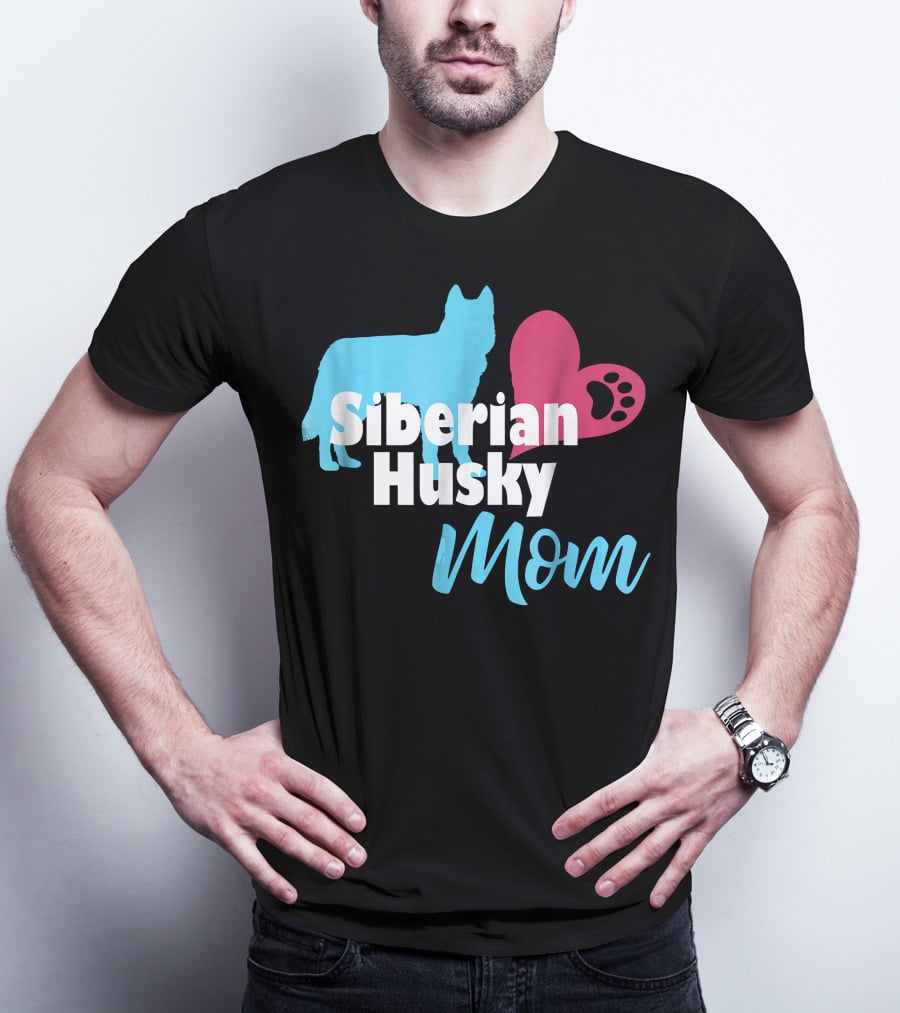 Siberian Husky Mom Love Paw Prints T-Shirt