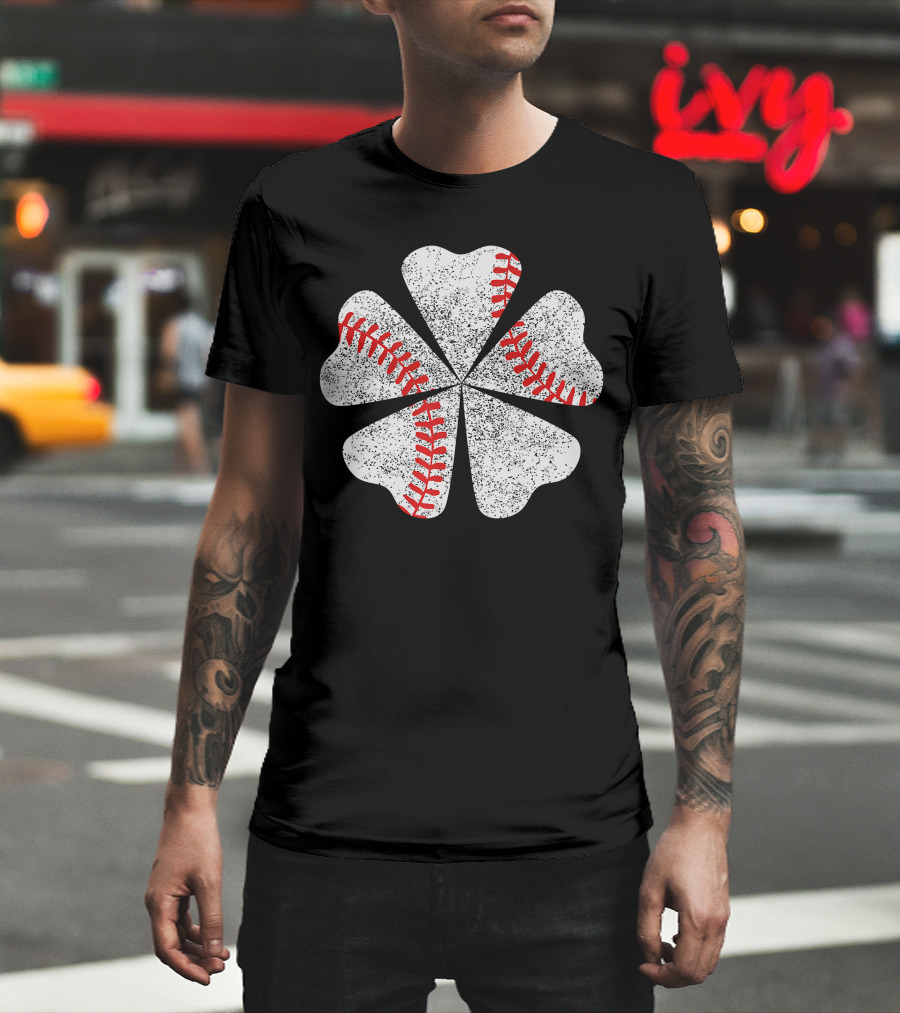 Lucky Clover Baseball St Patricks Day T-Shirt