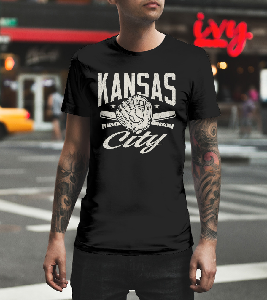 Kansas City Baseball Glove And Bats Fan Hom Season T-Shirt