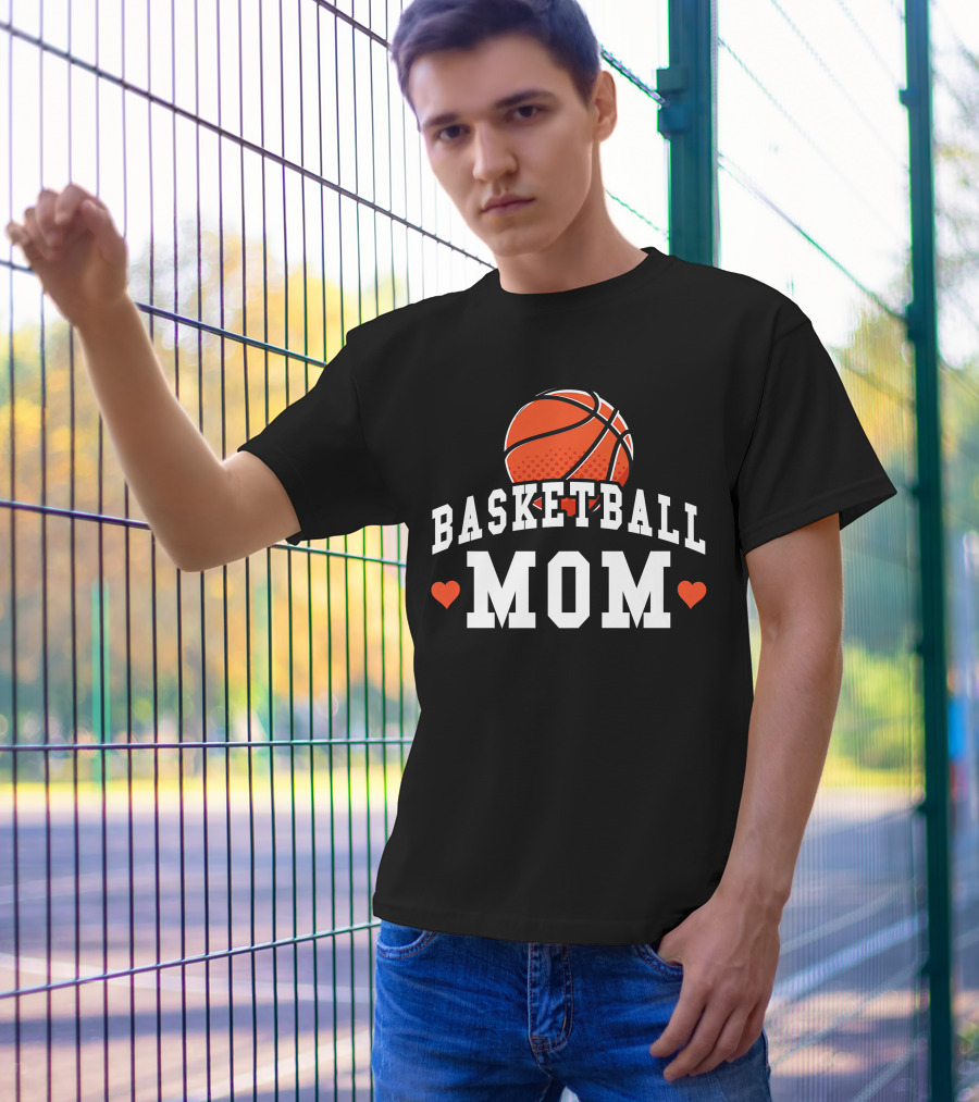 Basketball Mom Women's Shirt With Hearts And Basketball T-Shirt