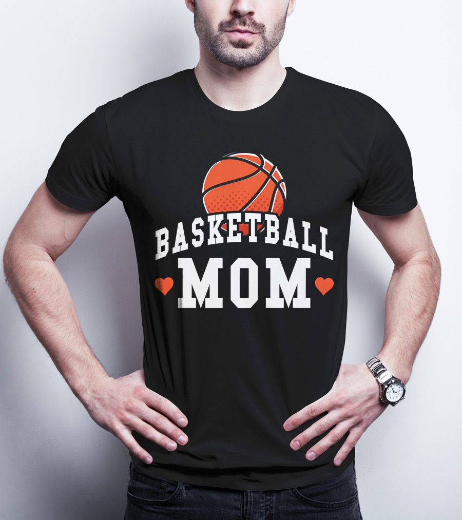 Basketball Mom Women's Shirt With Hearts And Basketball T-Shirt
