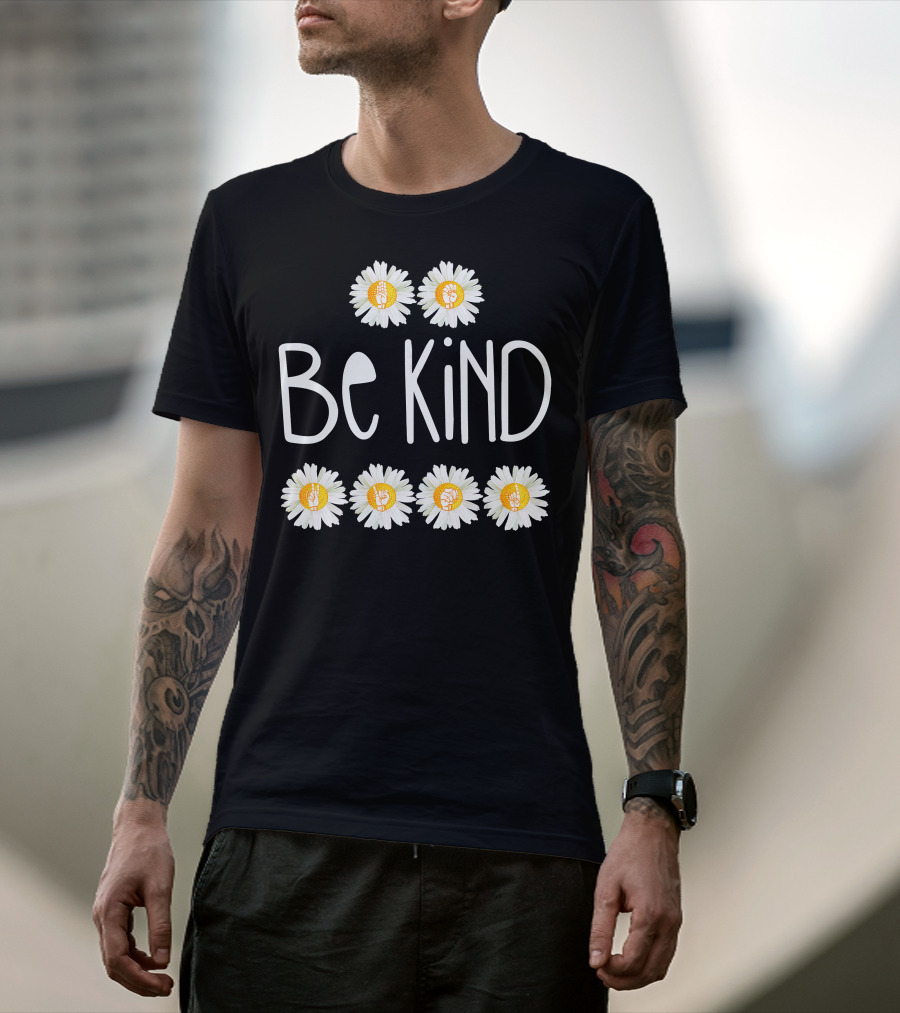Be Kind Daisy Peace Symbol Cute Rainbow T-Shirt