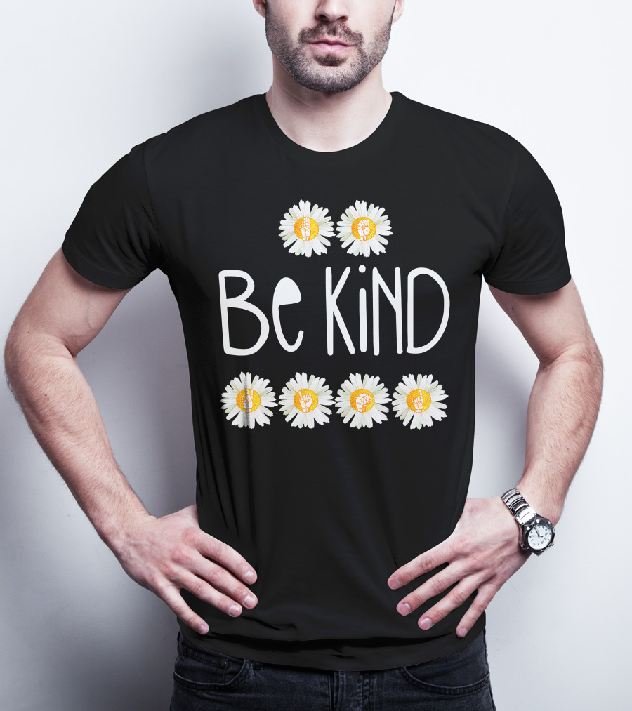 Be Kind Daisy Peace Symbol Cute Rainbow T-Shirt