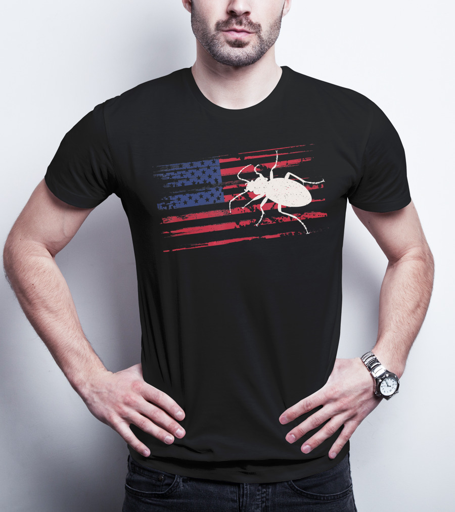 Beetle American Flag Ladybug USA T-Shirt