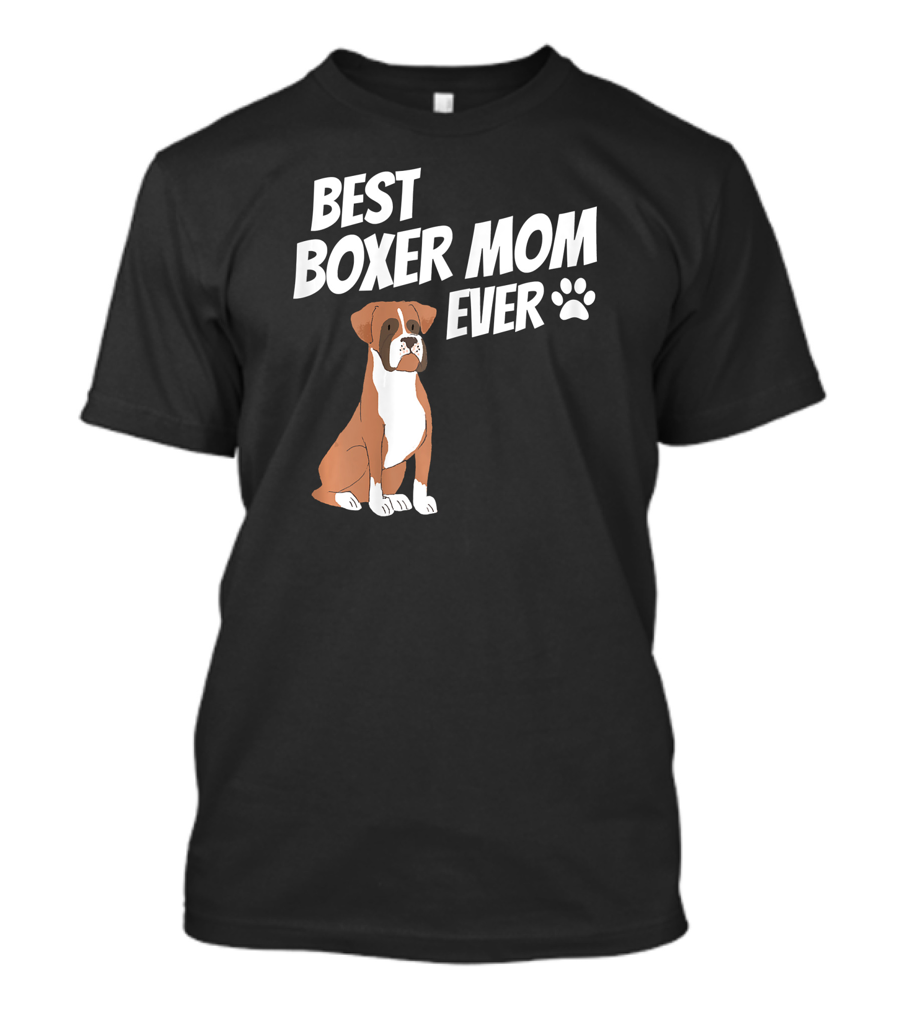 Best Boxer Mom Ever With Cute Dog And Paw Prints T-Shirt