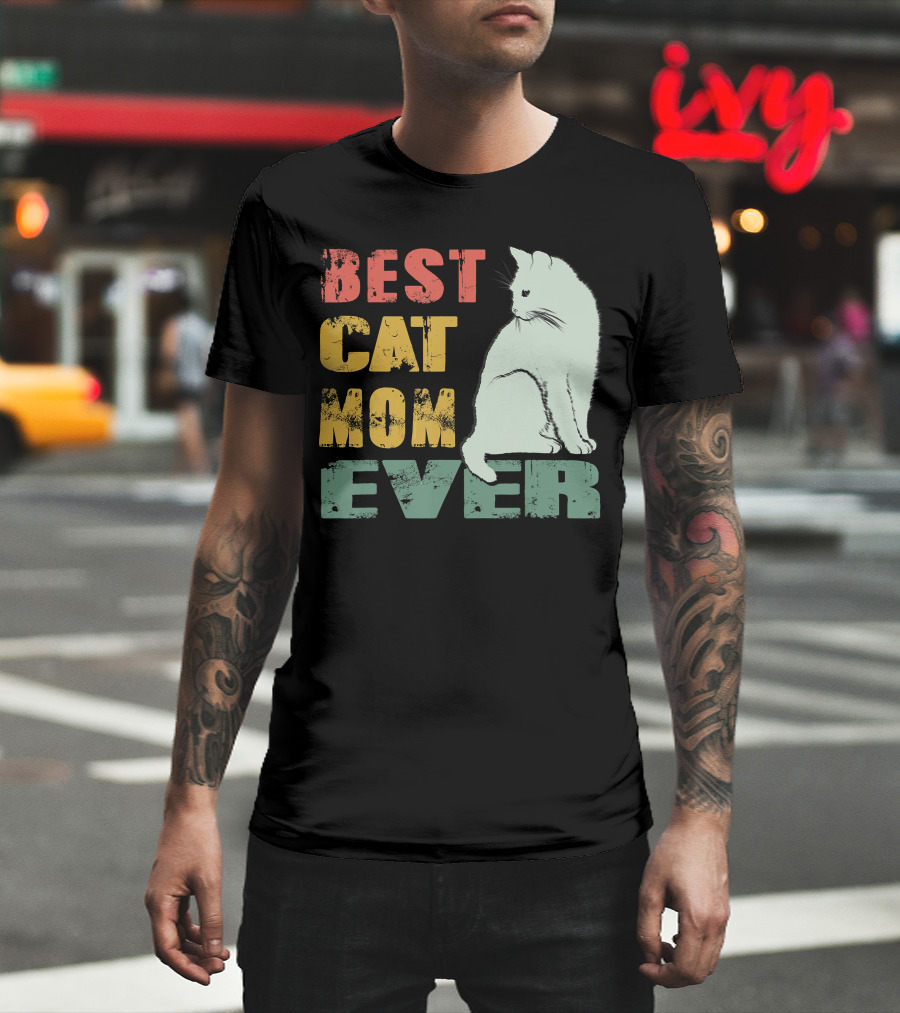 Best Cat Mom Ever Vintage Cat Mother T-Shirt