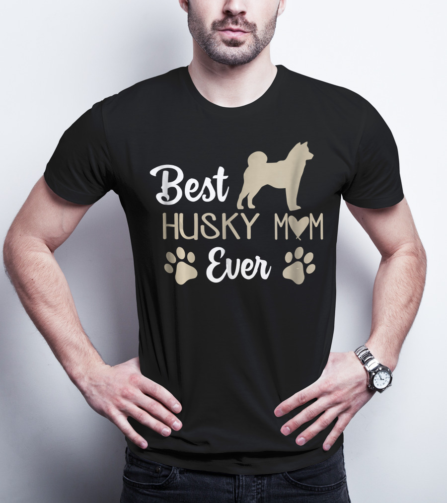 Best Husky Mom Ever Paw Prints Siberian T-Shirt