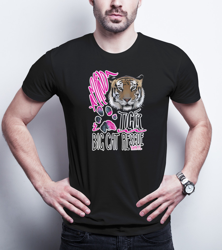 Amanda Tiger Big Cat Rescue Tampa FL Paw Prints T-Shirt