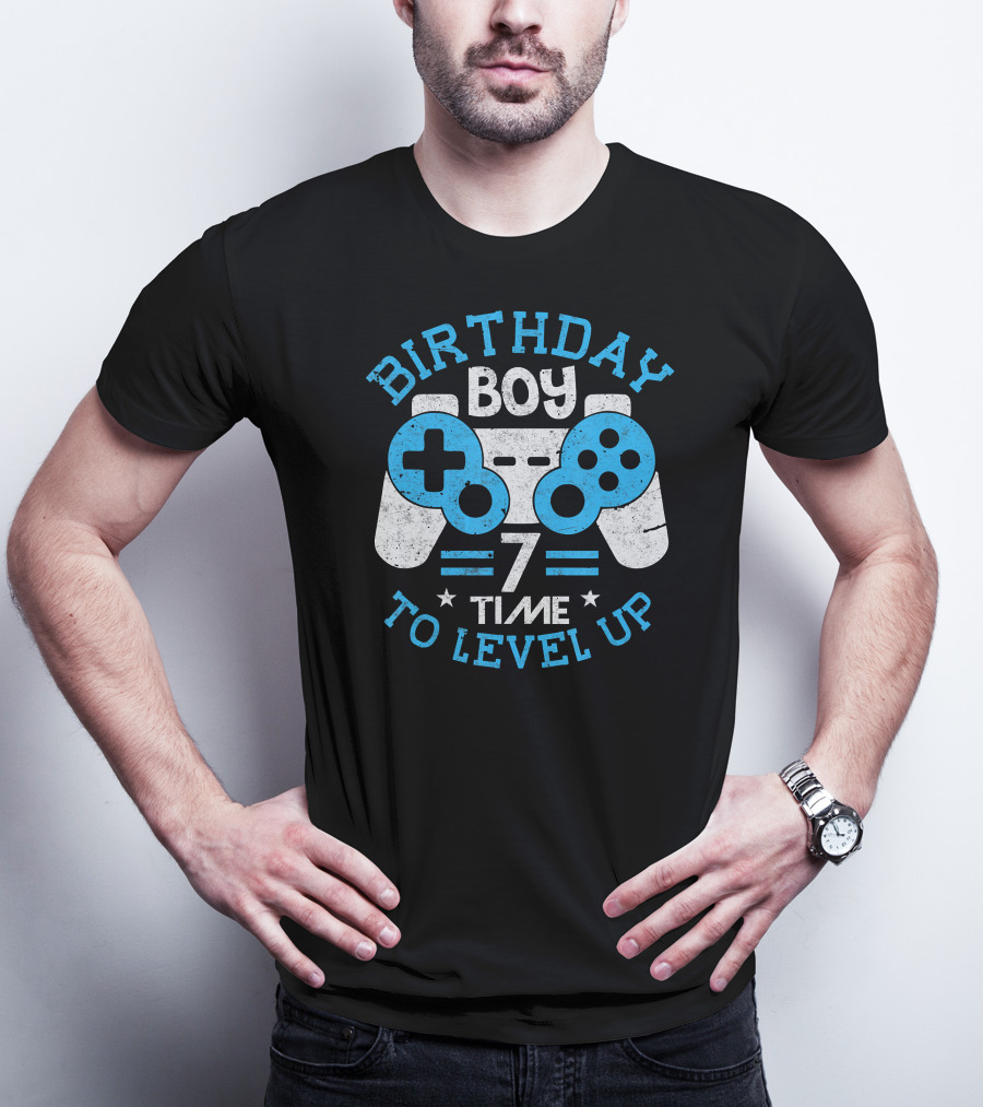 Birthday Boy 7 Time To Level Up Video Game Controller T-Shirt
