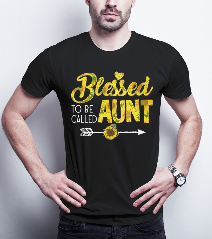 Blessed To Be Called Aunt Sunflower Arrow Heart T-Shirt