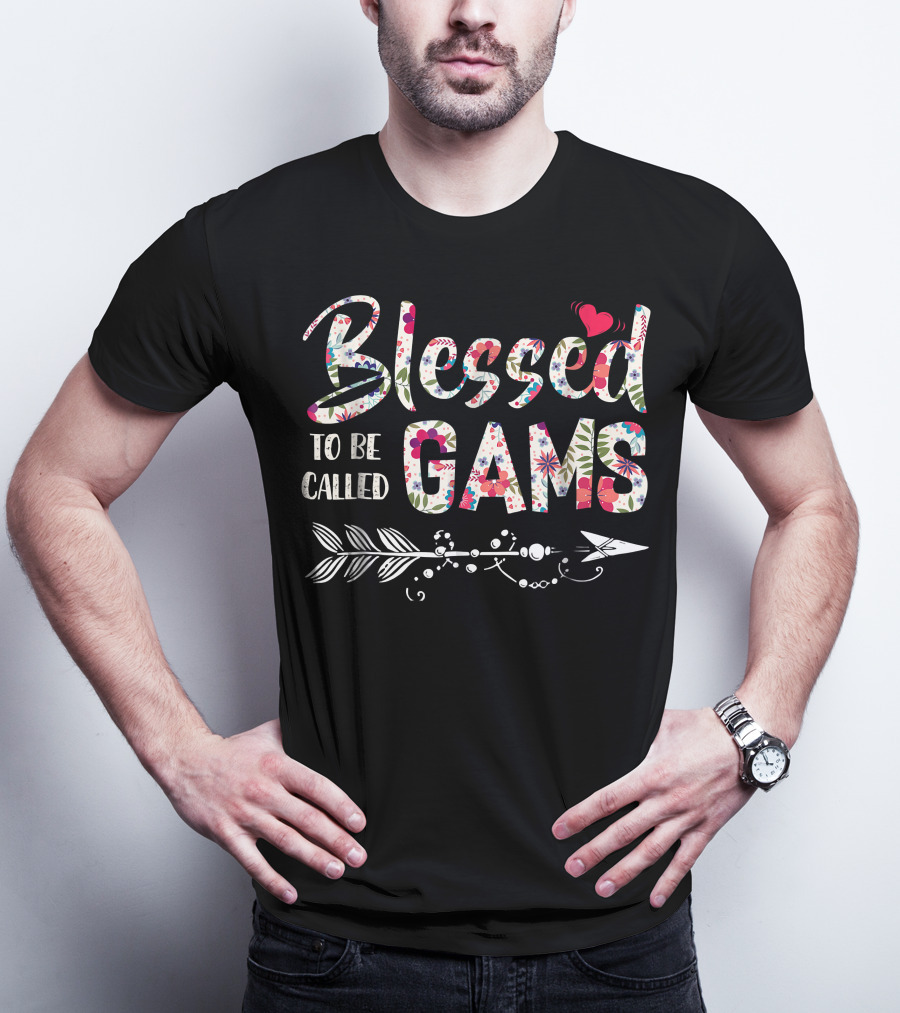 Blessed To Be Called Gams Floral Heart Arrow T-Shirt
