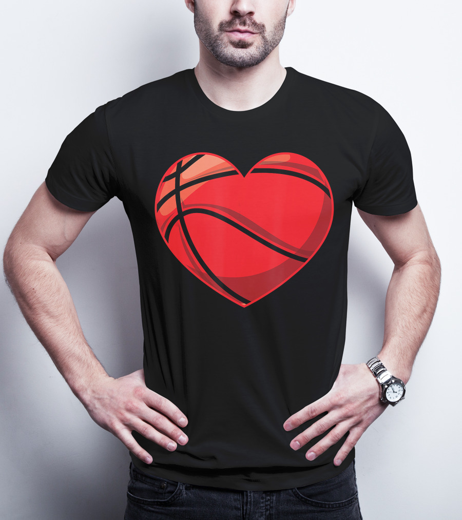 Valentines Day Boys Heart-Shaped Basketball T-Shirt