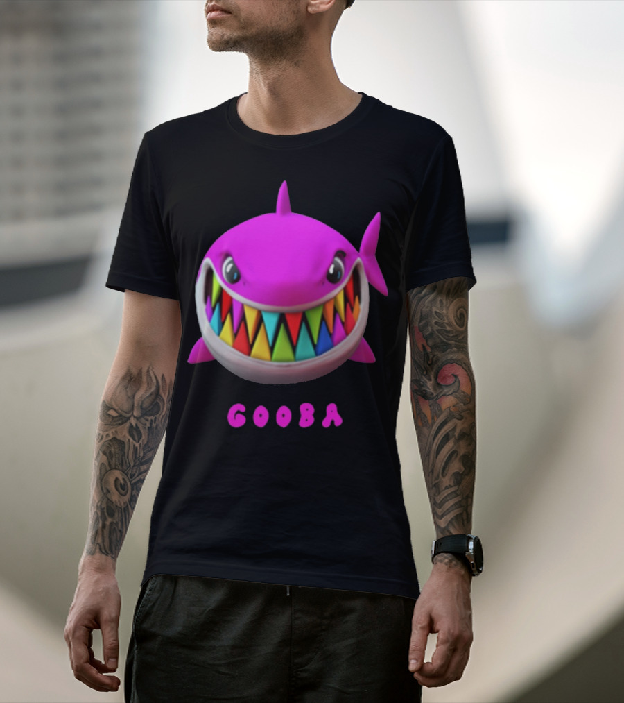 Gooba 69 Merch Pink Shark Colorful Teeth T-Shirt