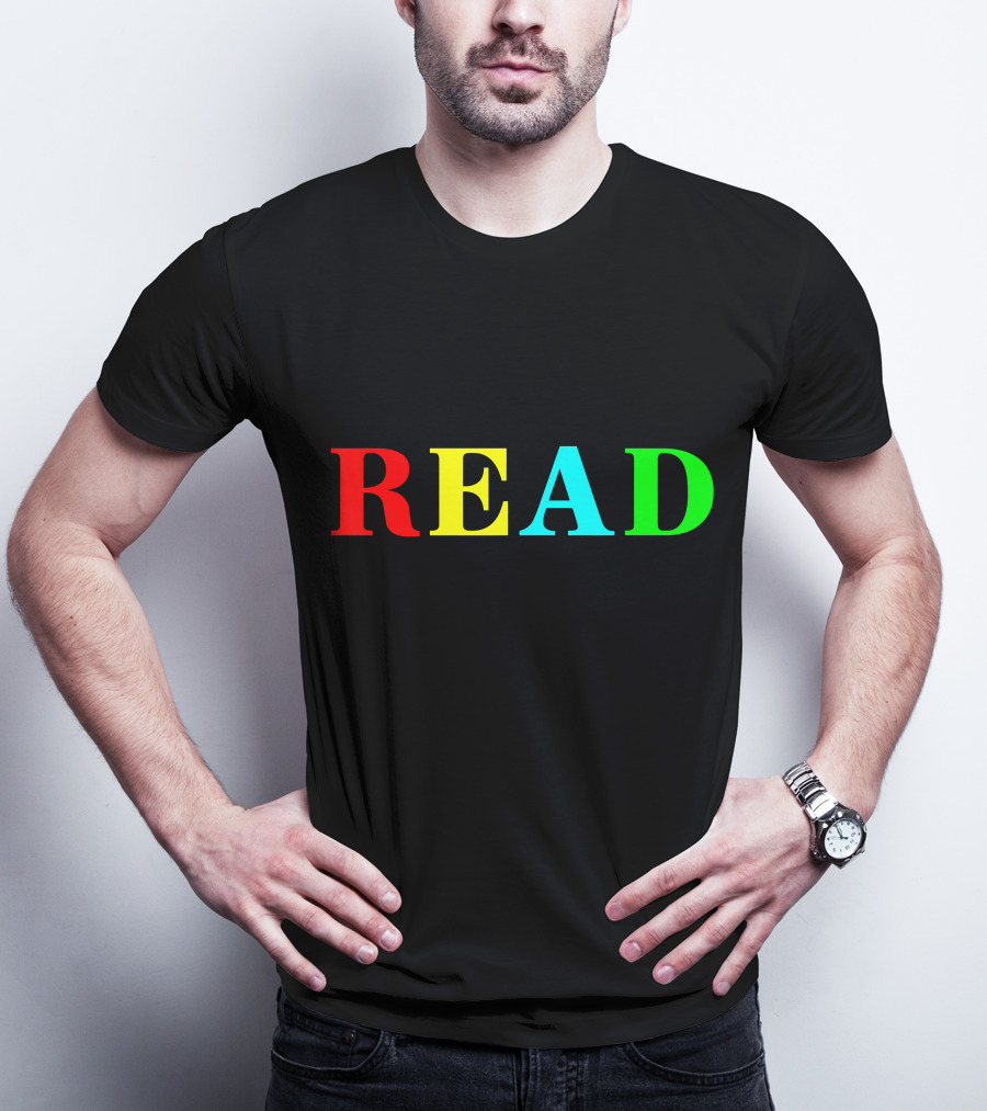 READ In Color Bold Letters Teacher Reading Book T-Shirt