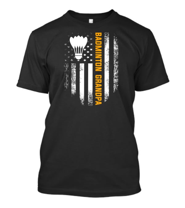 Vintage Badminton Grandpa American Flag T-Shirt