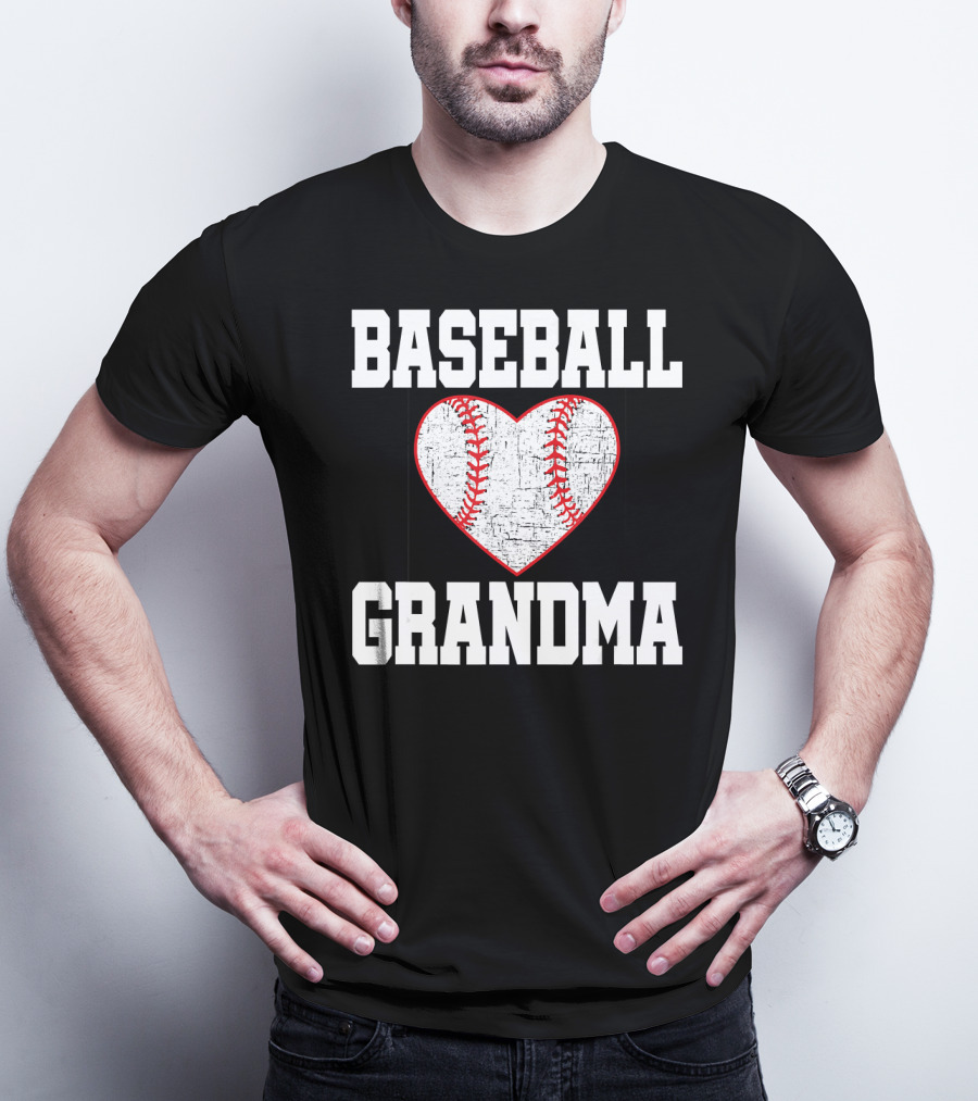 Baseball Grandma Vintage Heart T-Shirt