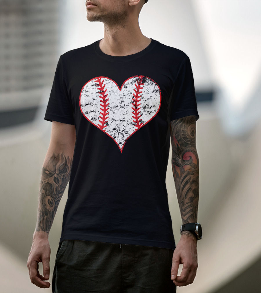 Vintage Heart Shaped Baseball Love T-Shirt