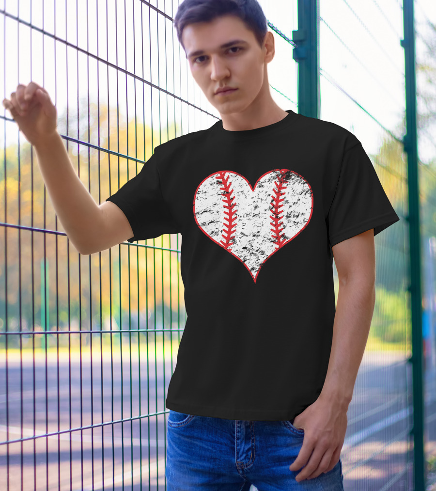 Vintage Heart Shaped Baseball Love T-Shirt