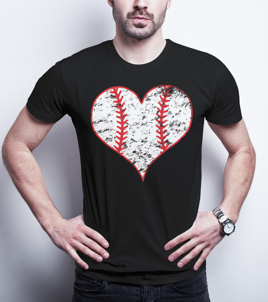 Vintage Heart Shaped Baseball Love T-Shirt