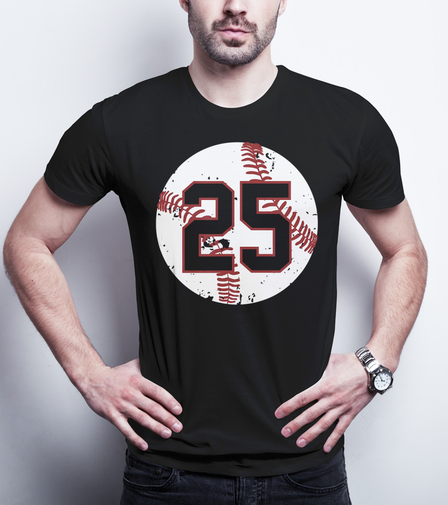 Vintage Baseball Number 25 Circle Pattern Cool Sof T-Shirt
