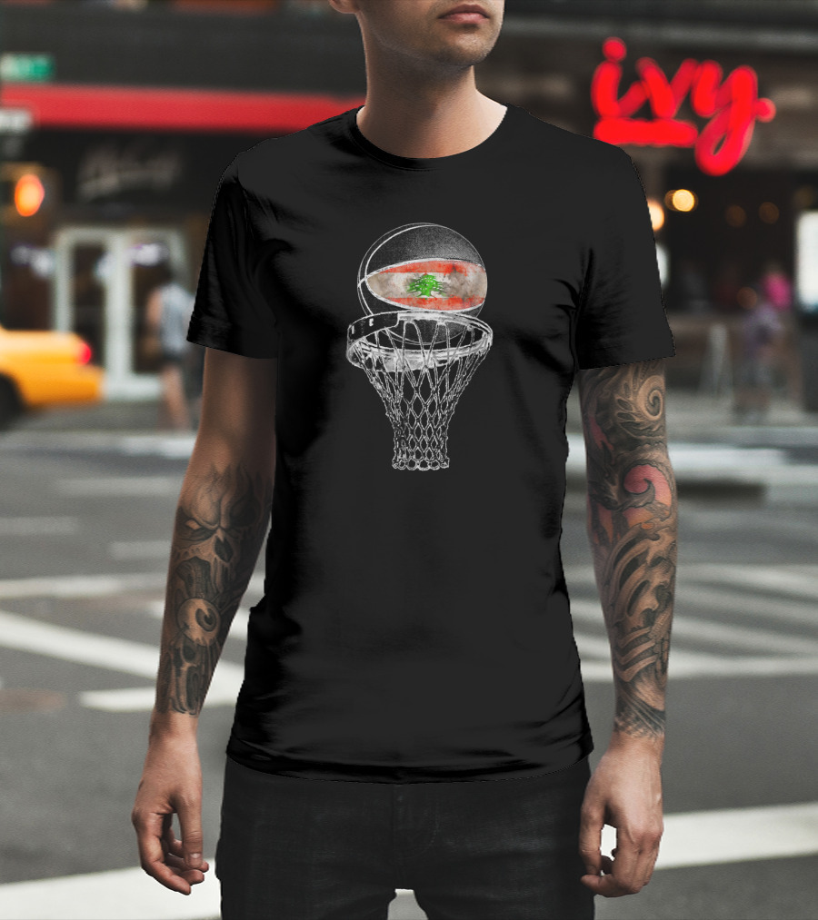 Vintage Lebanon Flag Basketball Net T-Shirt