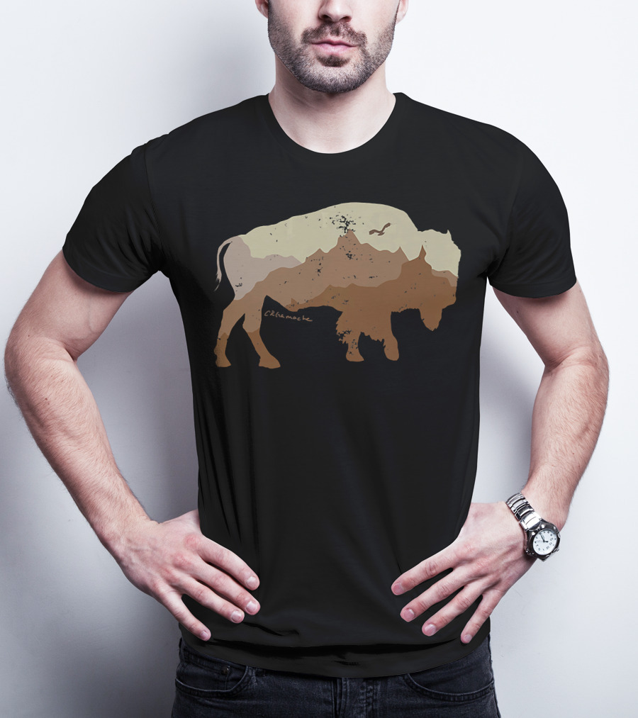 Vintage Bison Mountains Eagle Outdoor Cetanluta T-Shirt