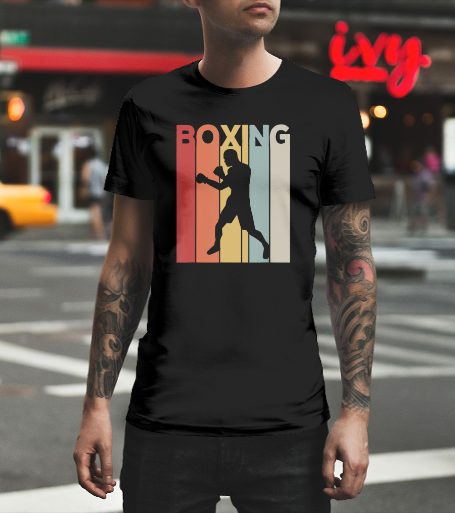Vintage Boxing Boxer Silhouette Retro Sport Fight T-Shirt