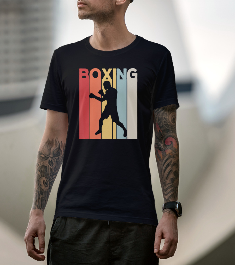 Vintage Boxing Boxer Silhouette Retro Sport Fight T-Shirt