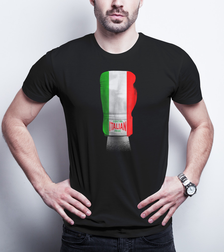 Vintage Italian Flag Boxing Gloves Fighting Italian Pride T-Shirt