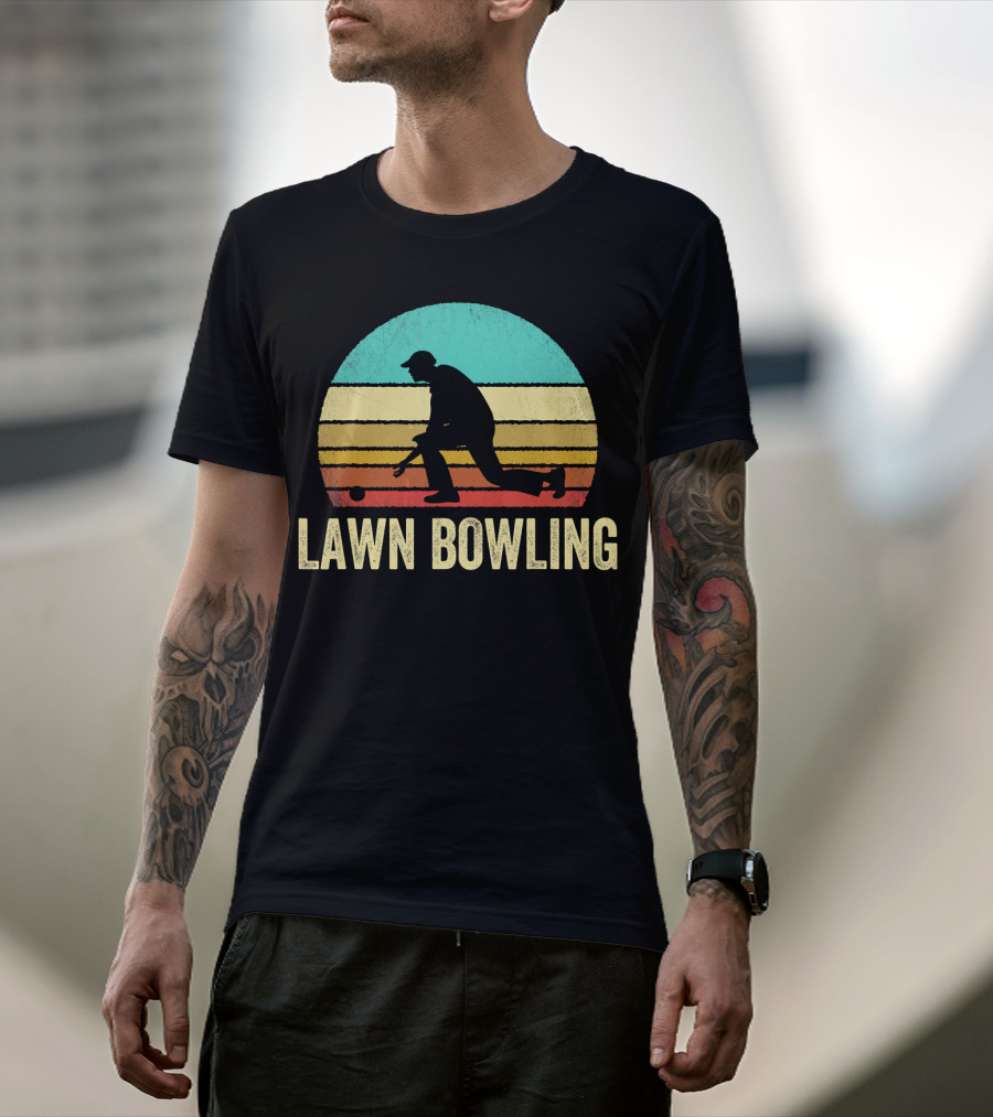 Vintage Lawn Bowling Silhouette At Sunset T-Shirt