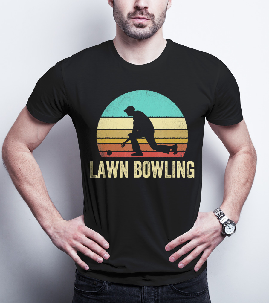 Vintage Lawn Bowling Silhouette At Sunset T-Shirt