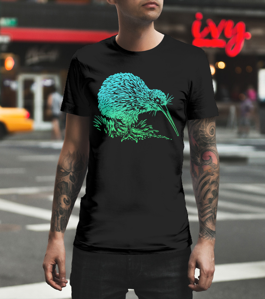 Vintage Neon Kiwi Bird Awesome Retro T-Shirt